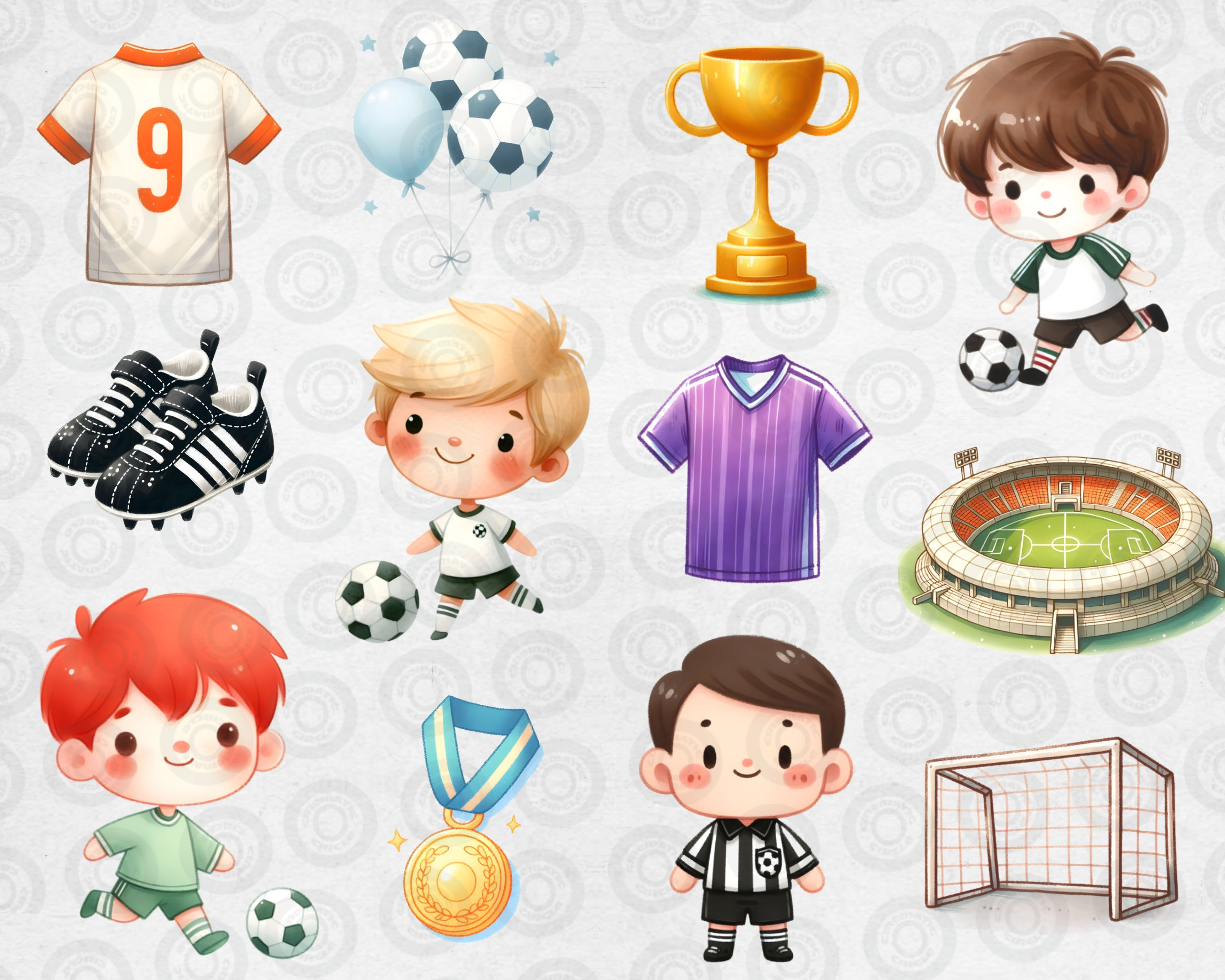 Soccer Match Clipart Bundle, Watercolor Football PNG, Sports Clipart ...
