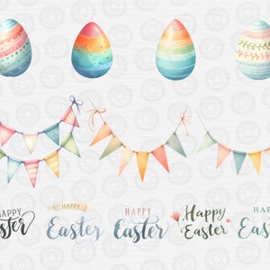 Happy Easter Clipart Bundle, Cute Easter Bunny, Chick, Lamb, Easter Egg ...