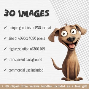 Funny and Cute Dogs Clipart Bundle, Dog PNG, Cartoon Dog, Watercolor ...
