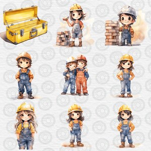 48 Cute Construction Clipart Bundle, Watercolor Construction Site, Kids ...