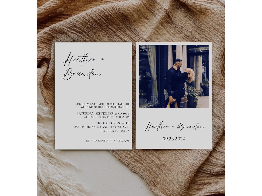 Modern Elegant Wedding Invitation Template, Classy Photo Wedding Invite ...