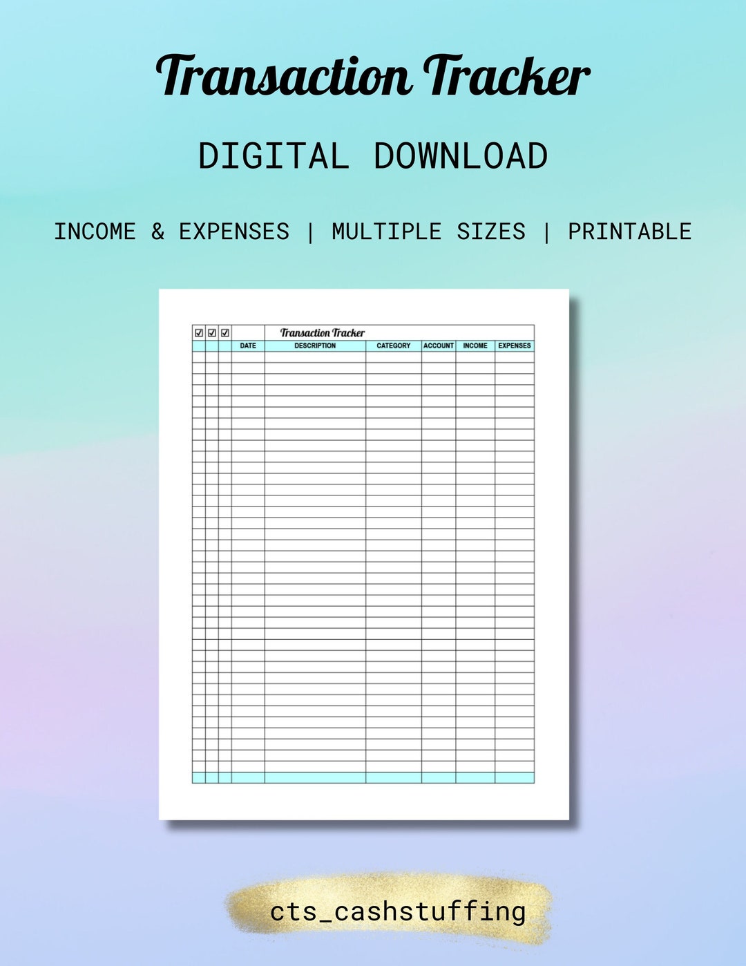 Transaction Tracker, Income, Expenses, Log, Expense Tracker, Cash ...