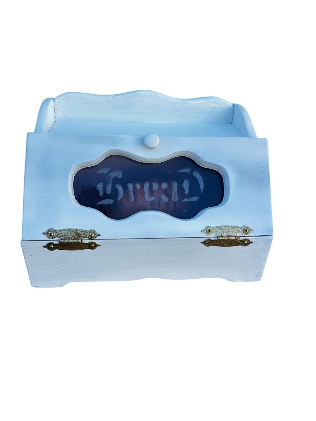 Vintage Cottage-style White Wooden Bread Box With Glass “bread” Panel ...