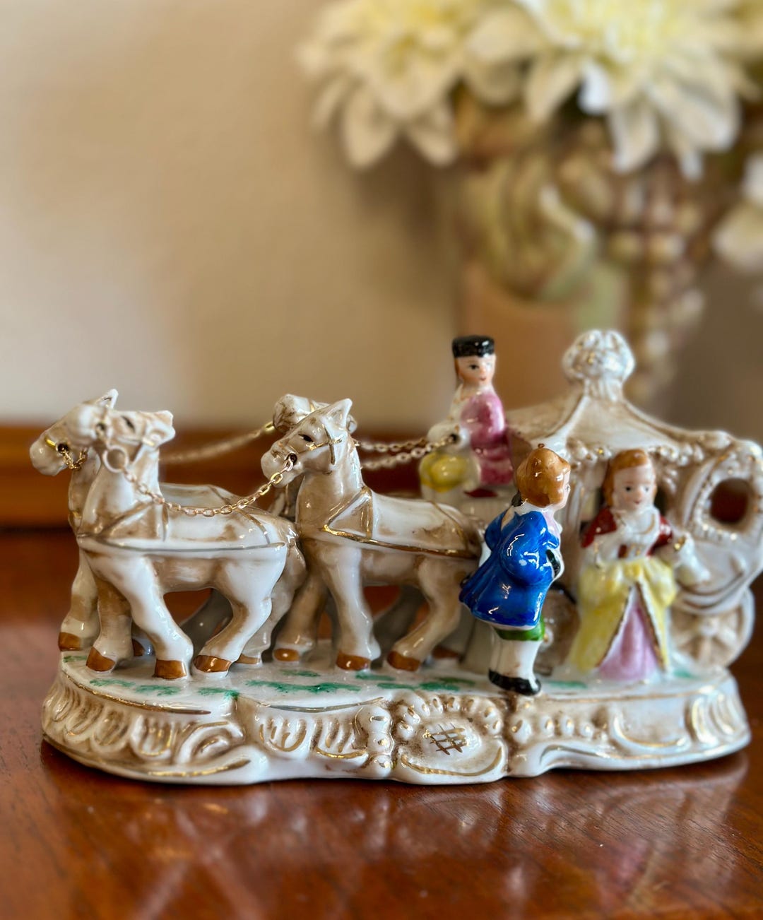 Rococo Scene of A Four Horse Coach, Coachman, Lord and Lady Made in ...