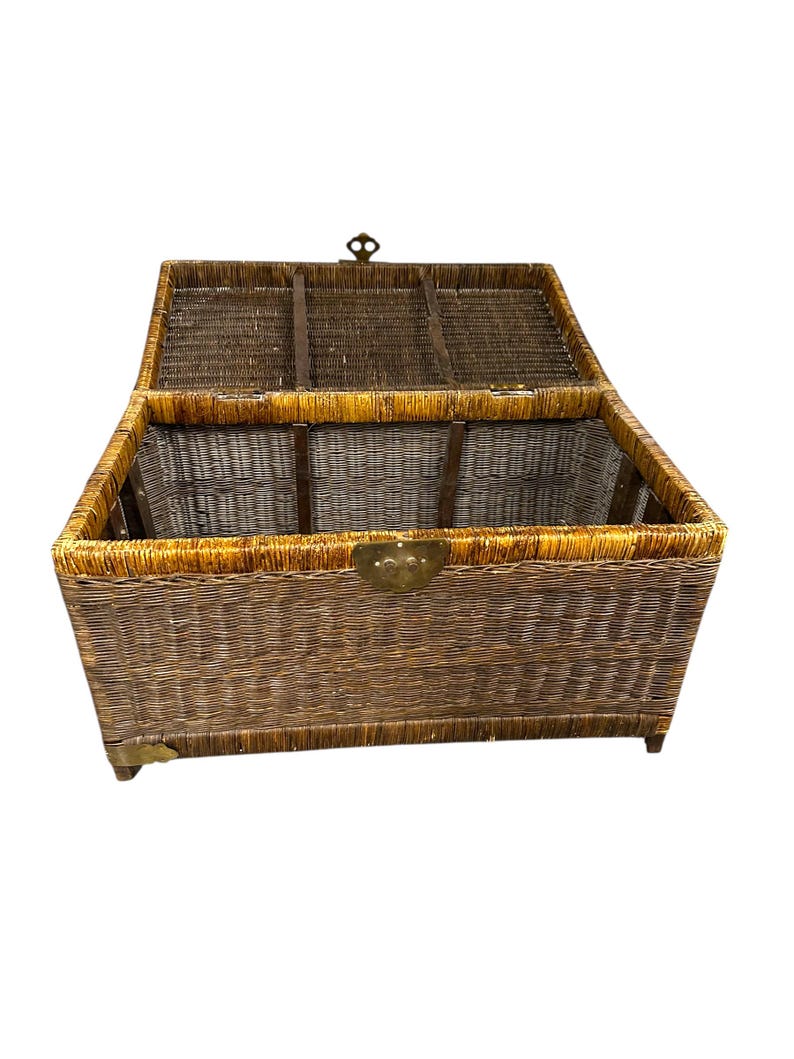 Vintage Stained Wicker Lockable Chest, Larger 17x17x30” - Etsy