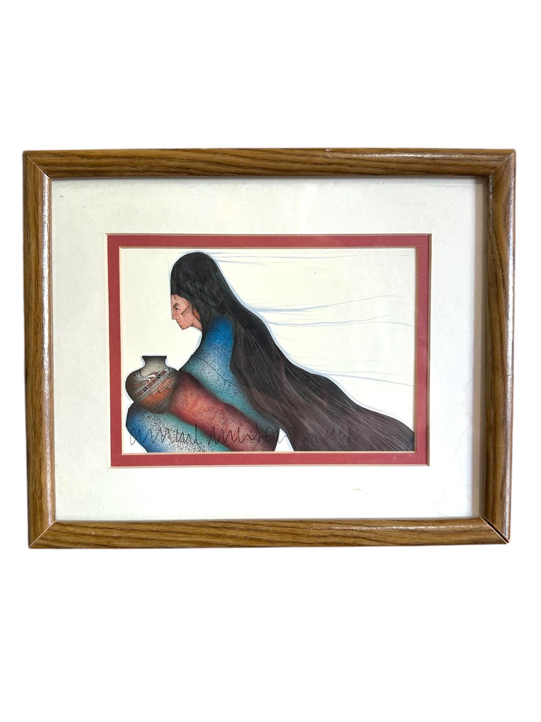 Amado Maurillo Peña, Woman With Pottery, Signed Framed and Matted Print ...