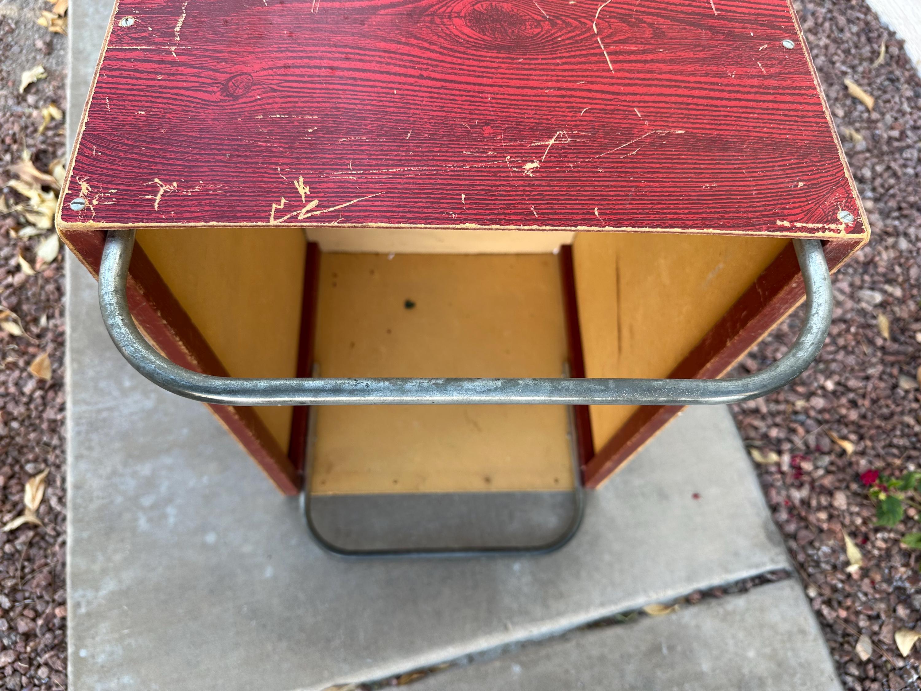 1950s Toy Box Red Wood Cowboy Lasso Scene Western Nursery Metal Handles ...