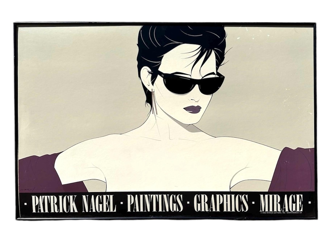 Patrick Nagel Art Signed Poster 23x34” Black Sunglasses Iconic 1980s - Etsy