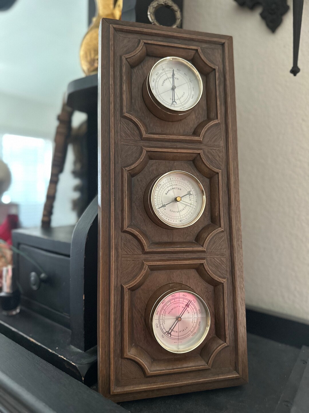 Kitsch Plastic Faux Wood Thermometer, Barometer and Humidity Dials. - Etsy