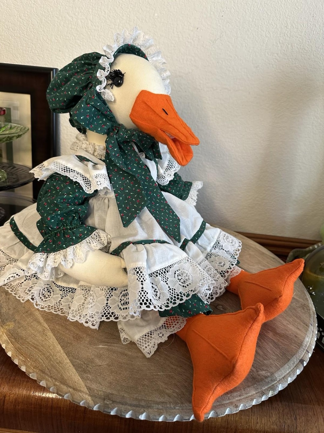 Indoor Plush Porch Goose Dressable, With Green and White Dress Apron ...