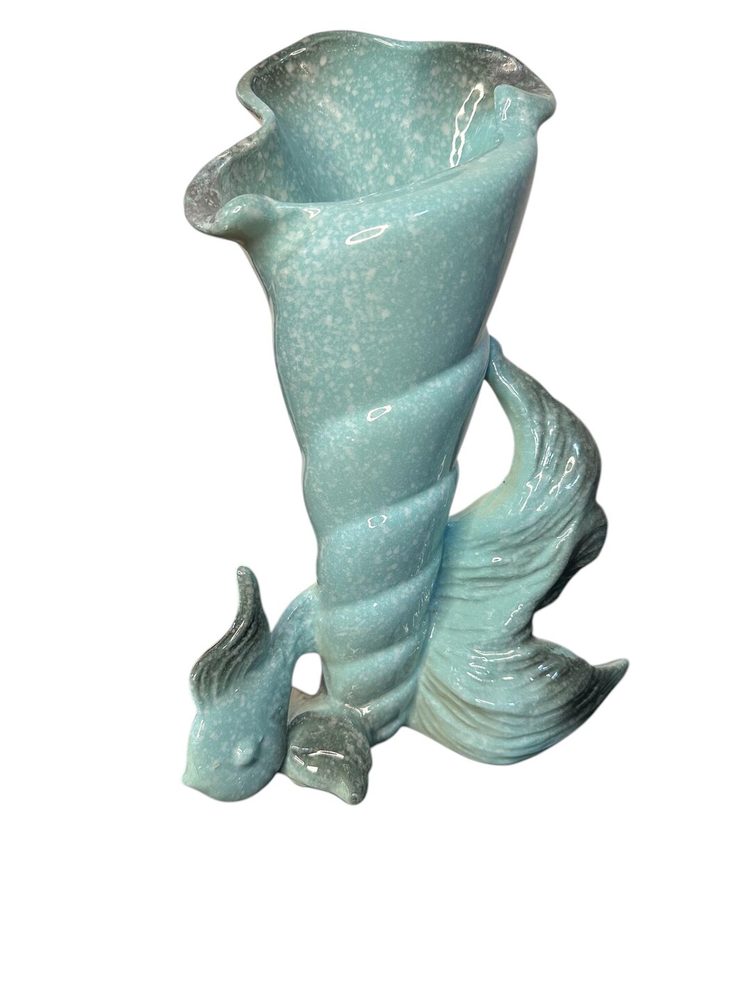 Mid Century Hull Ebb Tide Fish Seashell Vase Turquoise Blue White ...
