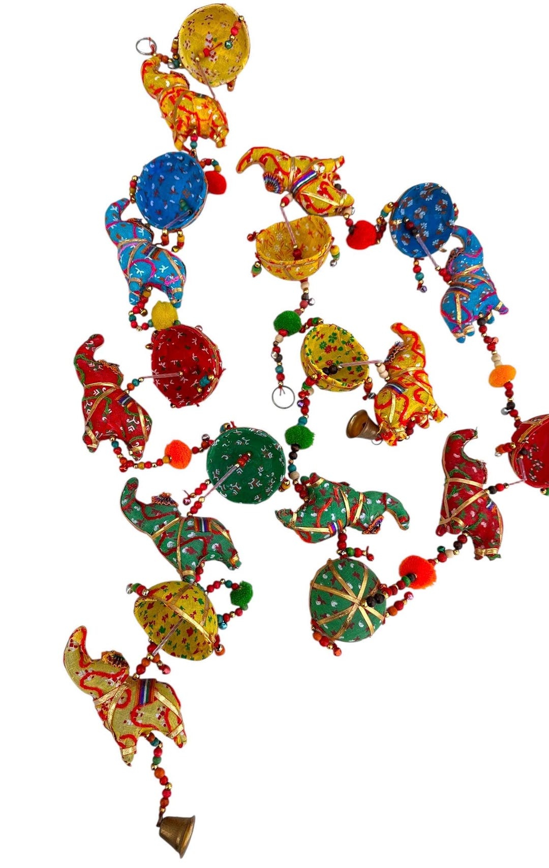 Indian Elephant Umbrella Hanging Garland Colorful Boho Fabric Beaded ...