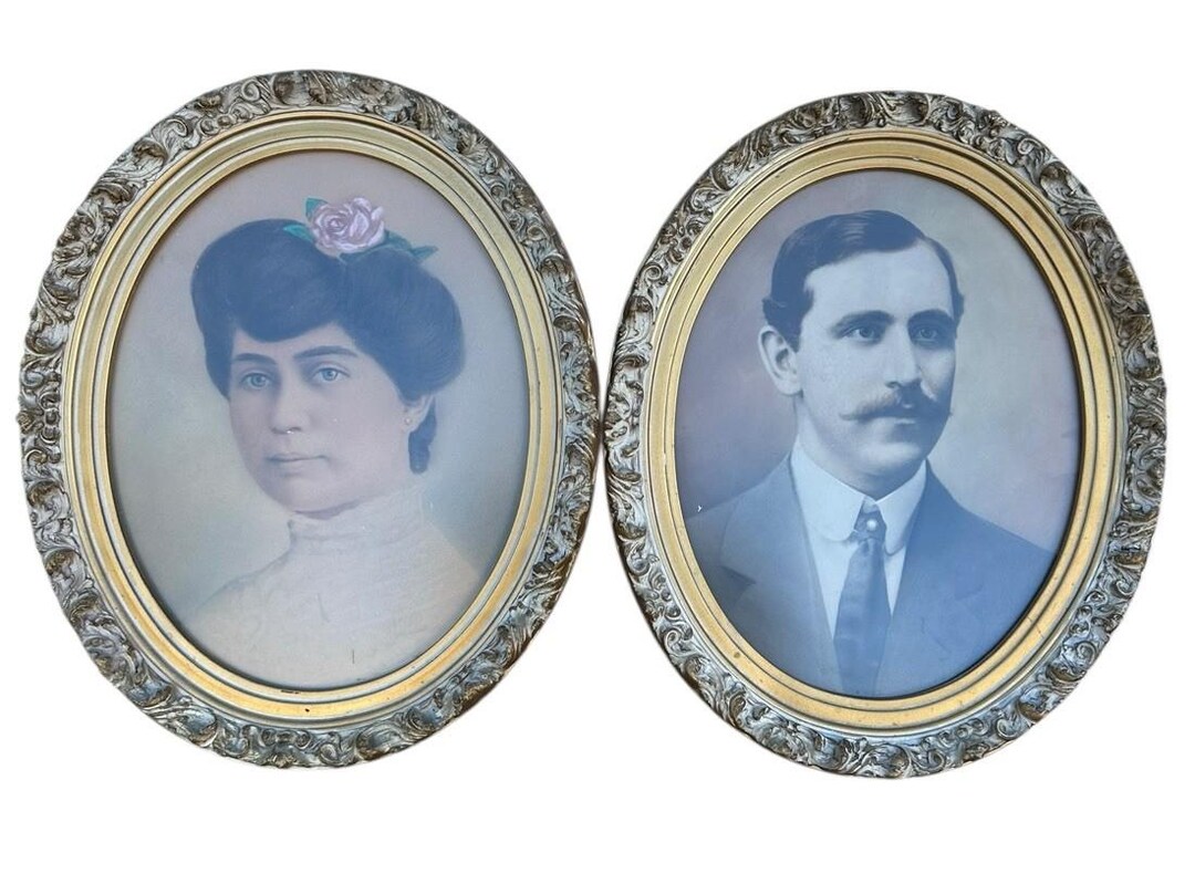 Antique Victorian /edwardian Couple in Portrait Prints Ornate Gilded ...