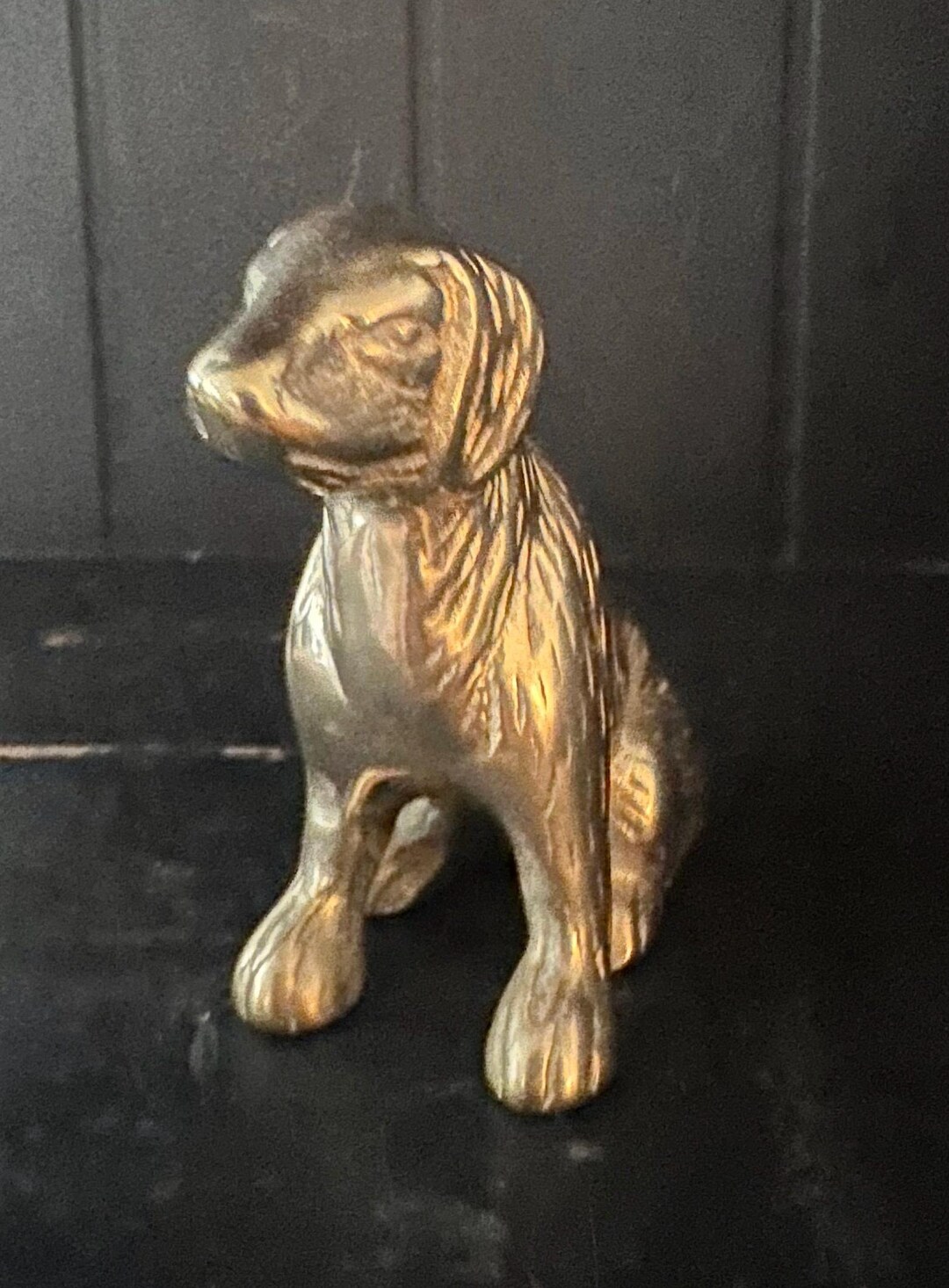 Vintage Little Brass Puppy Sitting on Hind Legs, Labrador or Retriever ...