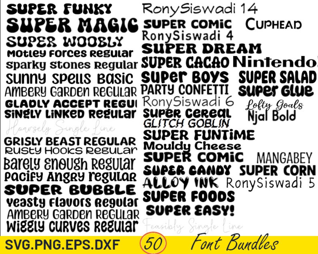 50 Fonts Bundle - Font Bundle, Cricut, EPS Font, DXF Font, Fonts ...