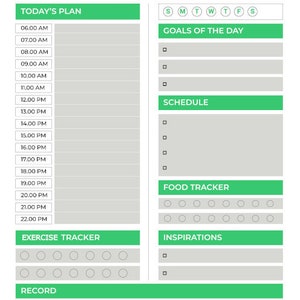 Printable Simple Daily & Schedule Planner, Daily Planner Exercise Food ...