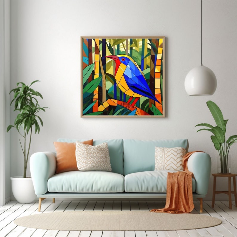 Bower Bird Painting Printable Wall Art Digital Prints Cubism Art Print ...