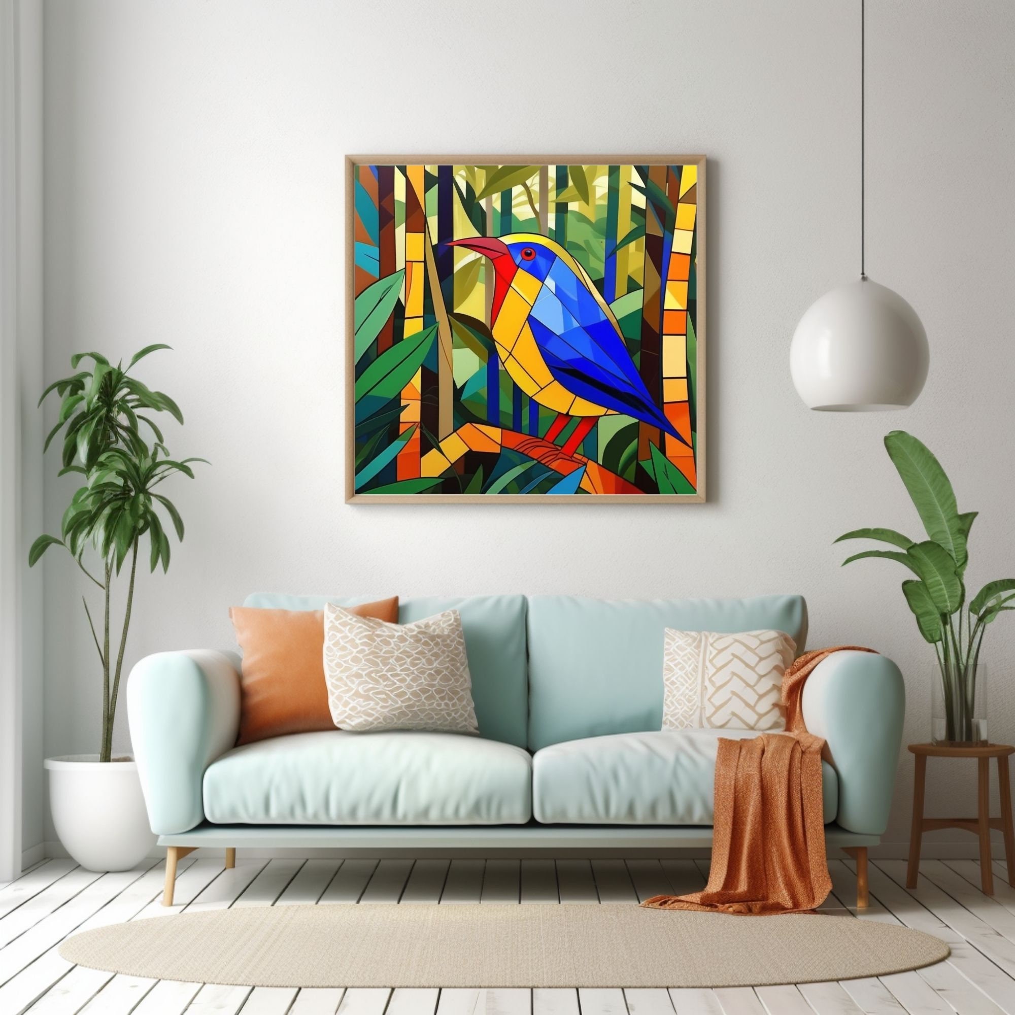 Bower Bird Painting Printable Wall Art Digital Prints Cubism Art Print ...