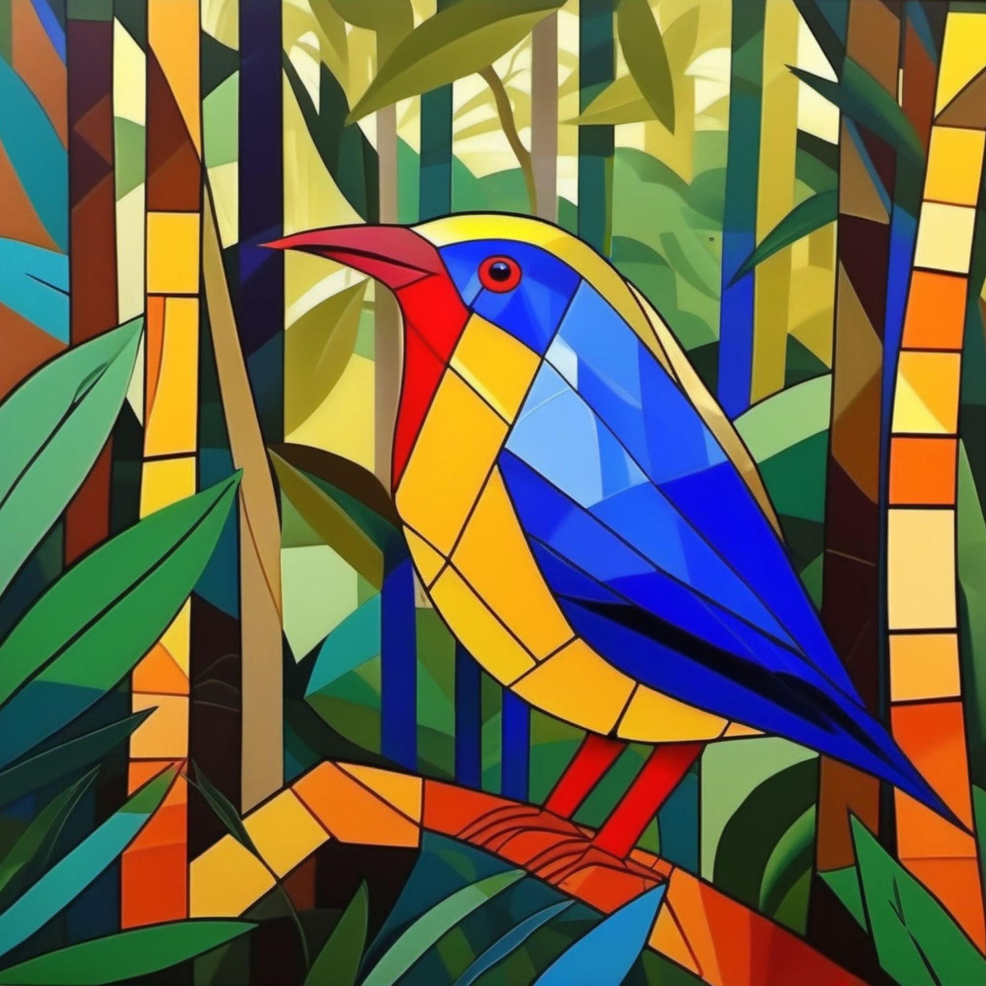 Bower Bird Painting Printable Wall Art Digital Prints Cubism Art Print ...