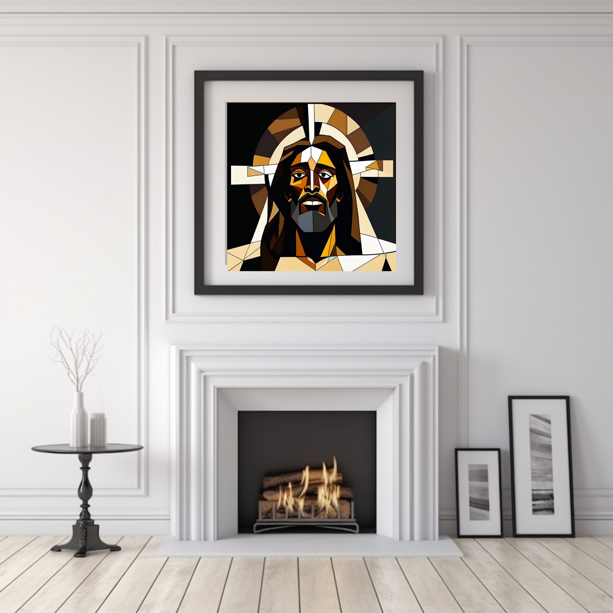 Black Jesus Wall Art, Religious Art, Oil Painting, Cubism Art ...
