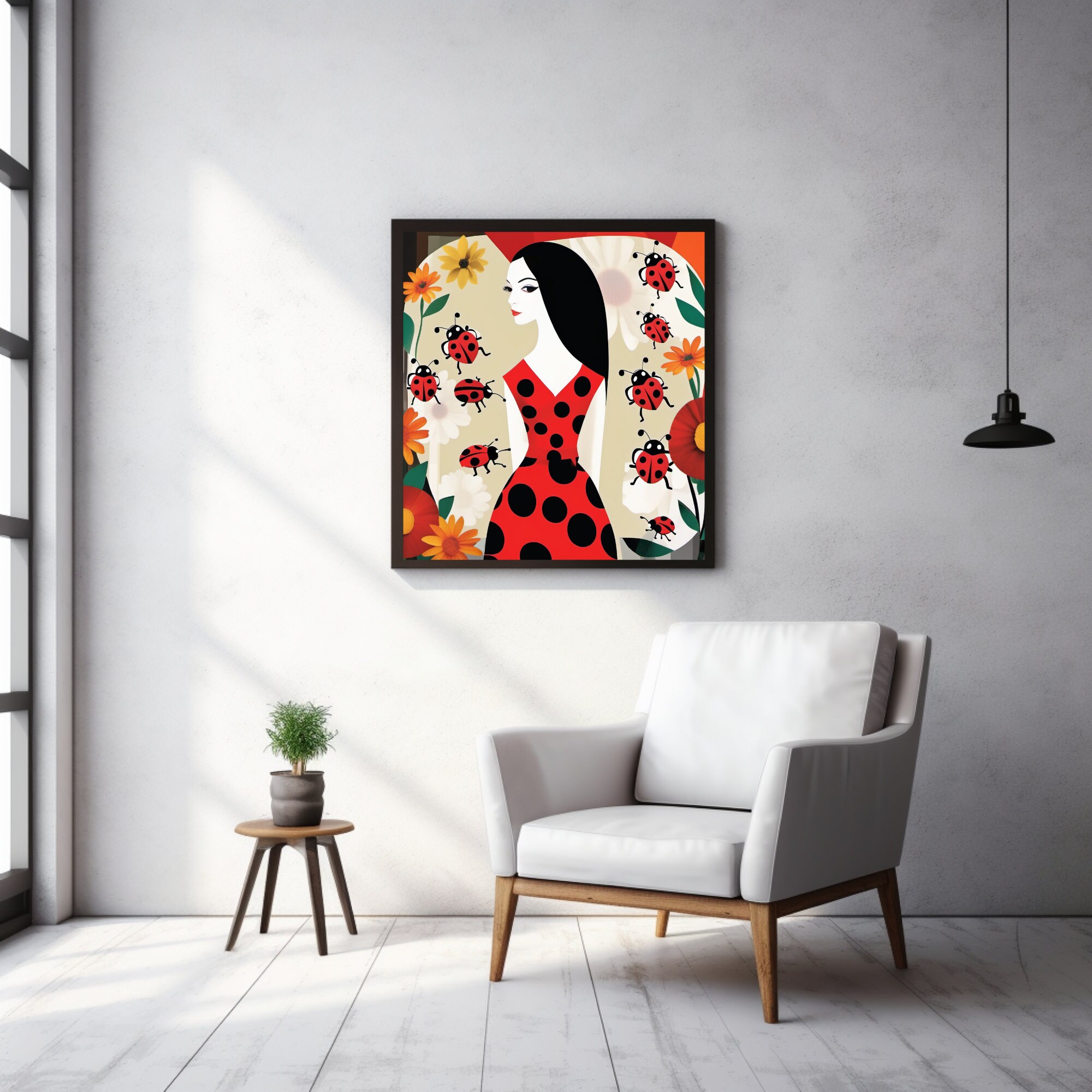 Lady Bug Dress Cubism Art Prints Home Decor Instant Custom Wall Art ...