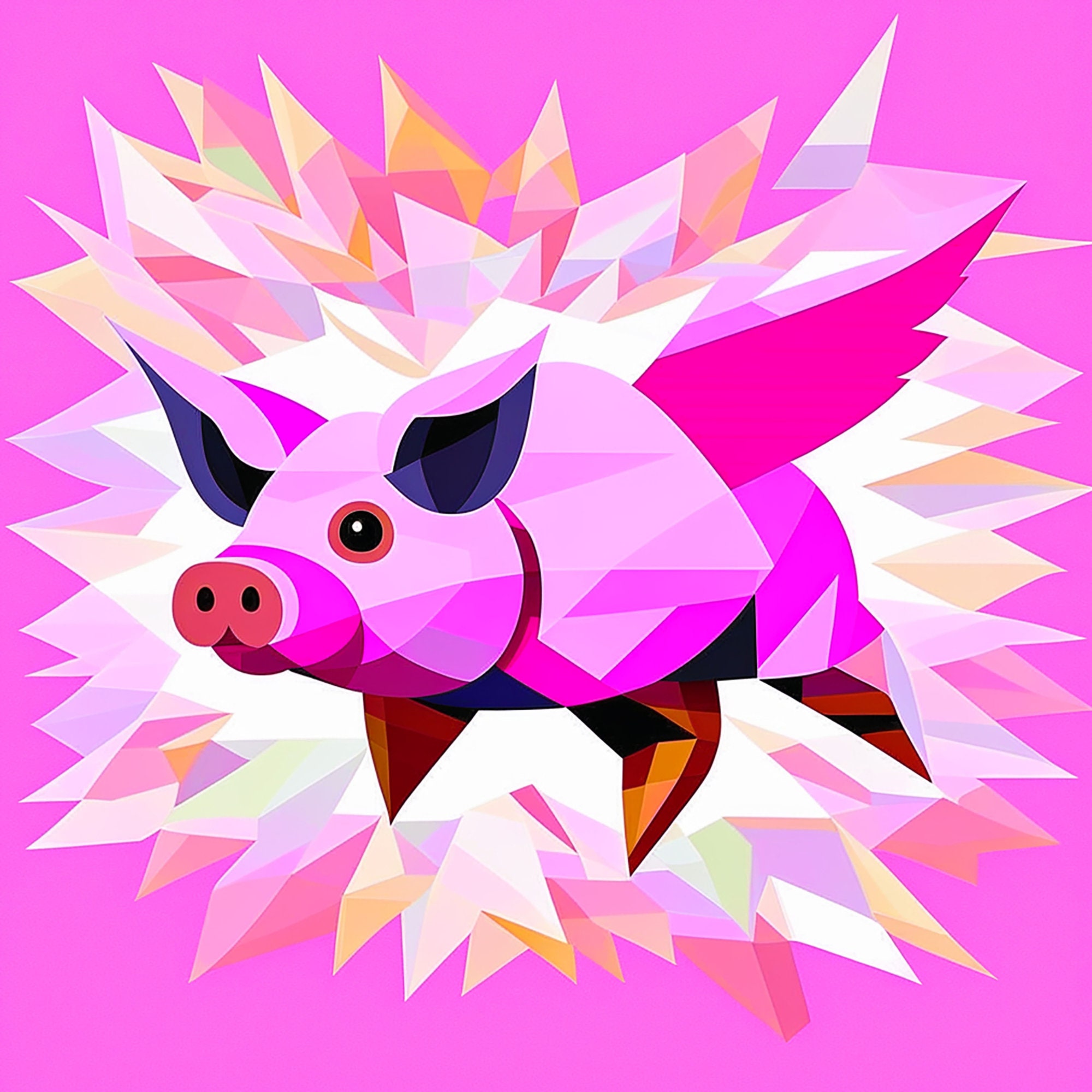 Flying Pink Pig Wall Art, Modern Prints, Printable Arts Cubism Art ...