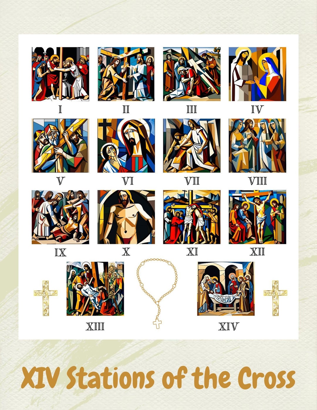 Stations of the Cross 8.5 X11 Catholic Picture Print Cubism Art ...