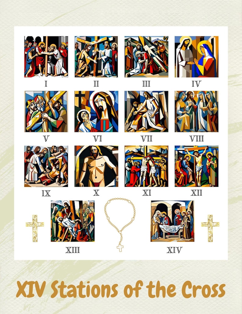 Stations of the Cross 8.5 X11 Catholic Picture Print Cubism Art ...