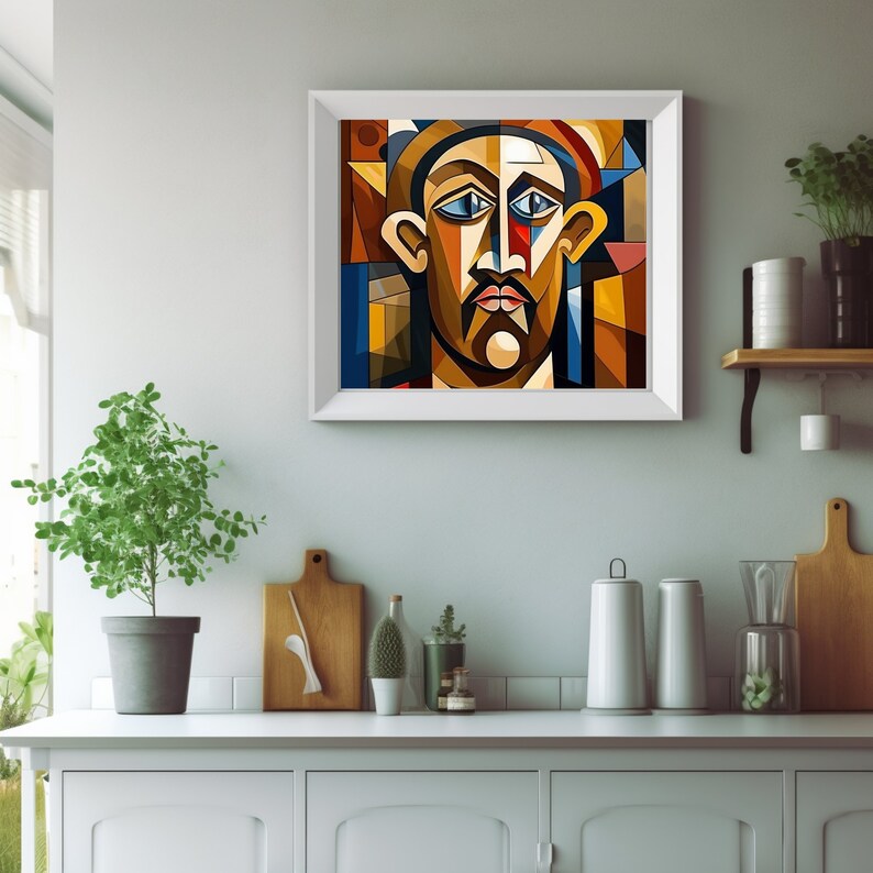 Cubism Wall Art Portrait of God, Religious Art Digital Print for Wall ...