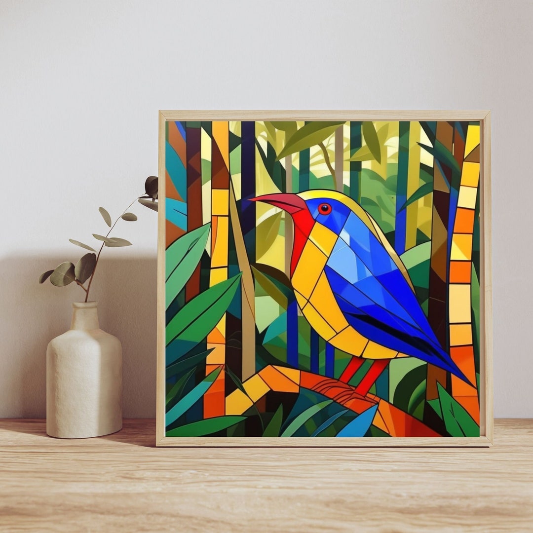 Bower Bird Painting Printable Wall Art Digital Prints Cubism Art Print ...