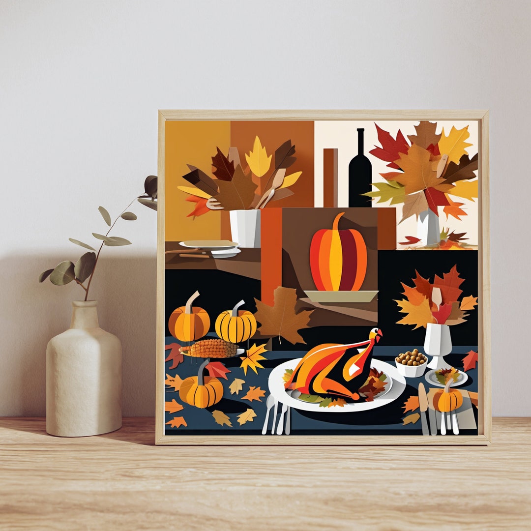 Thanksgiving Dinner Food Prints Home Decor Instant Custom Wall Art ...