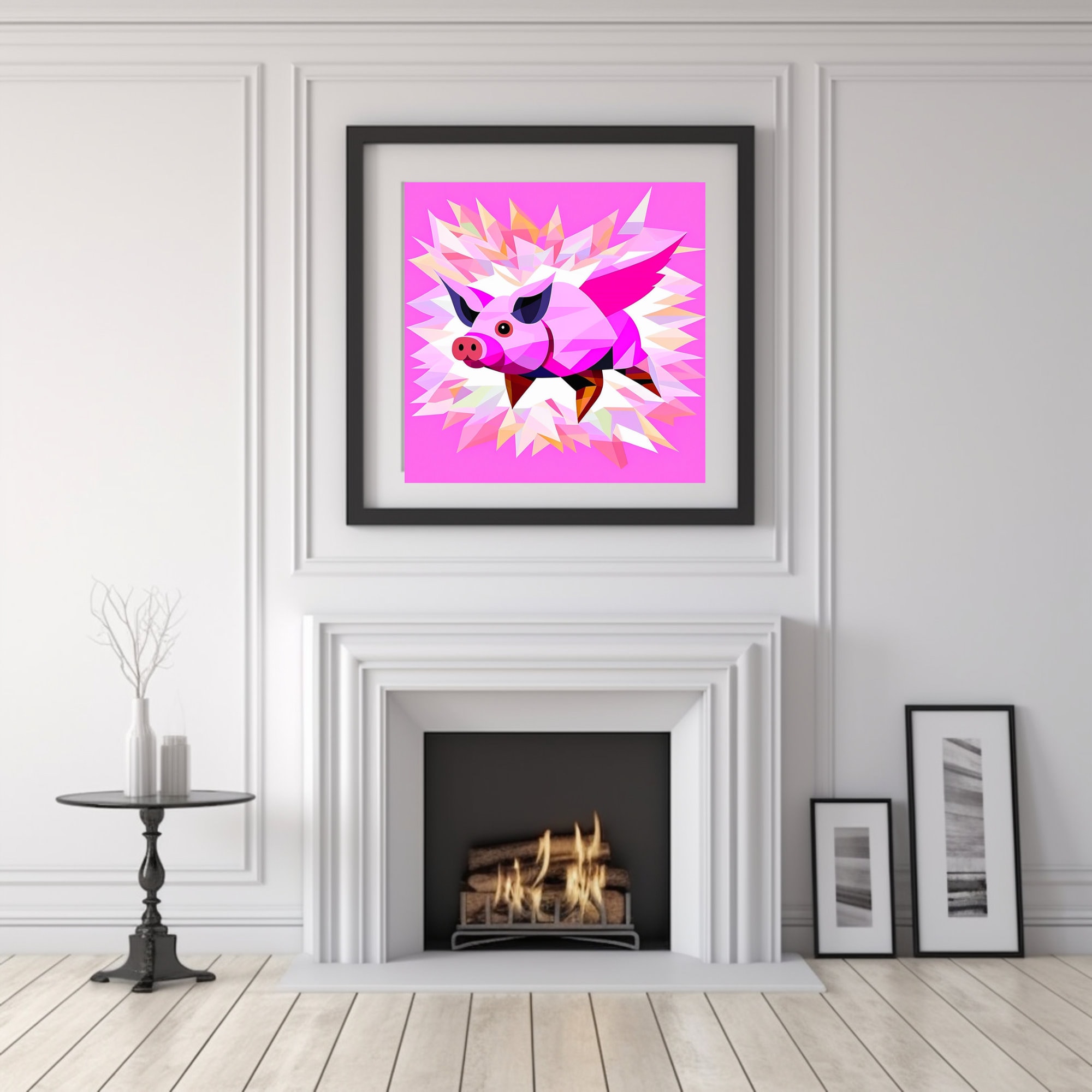 Flying Pink Pig Wall Art, Modern Prints, Printable Arts Cubism Art ...