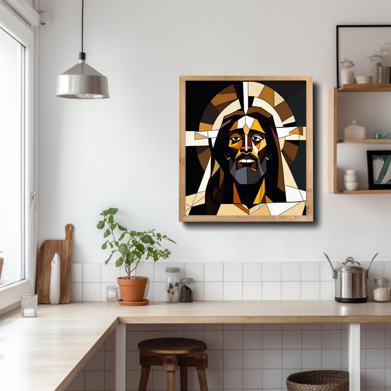 Black Jesus Wall Art, Religious Art, Oil Painting, Cubism Art ...