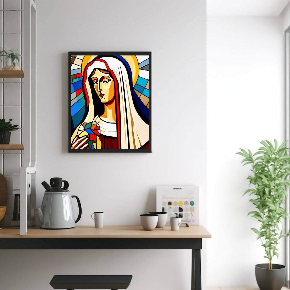 Mary Mother of Jesus Wall Art, Religious Art Catholic, Cubism Art ...