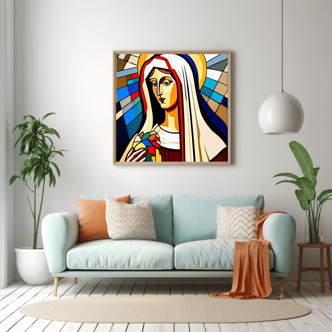 Mary Mother of Jesus Wall Art, Religious Art Catholic, Cubism Art ...