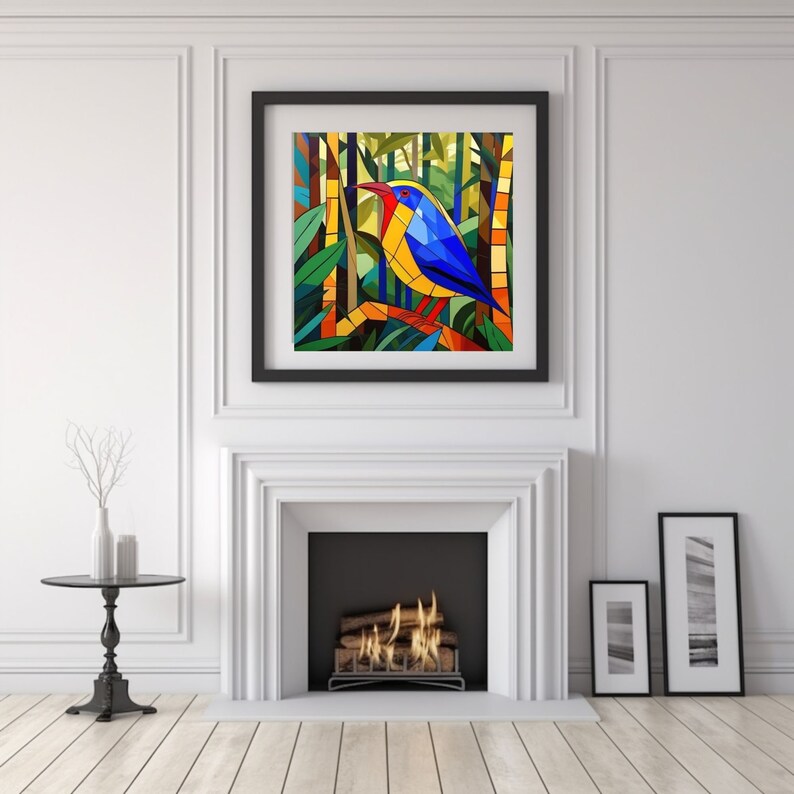 Bower Bird Painting Printable Wall Art Digital Prints Cubism Art Print ...