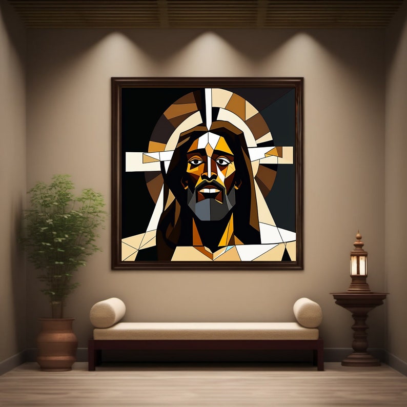 Black Jesus Wall Art, Religious Art, Oil Painting, Cubism Art, Religious Catholic, Religious ...