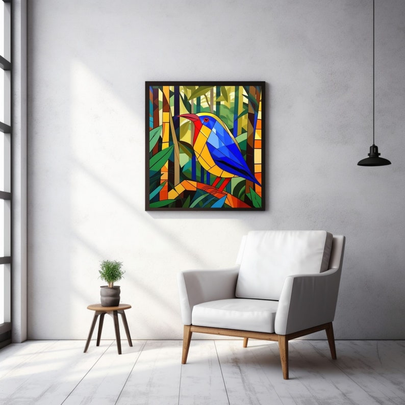 Bower Bird Painting Printable Wall Art Digital Prints Cubism Art Print ...