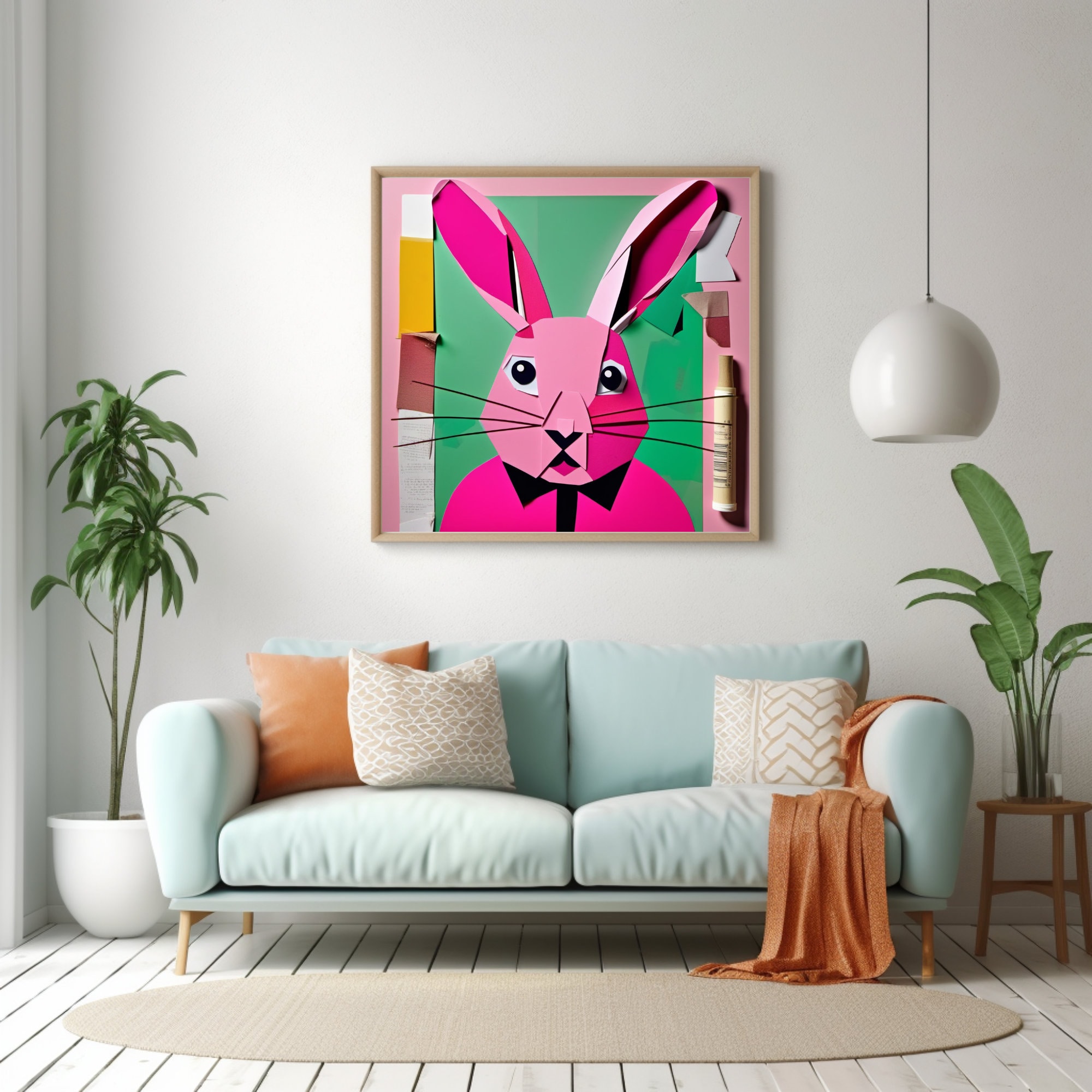 Rabbit Wall Art for Childs Room Picasso Rabbit Abstract Rabbit Art ...
