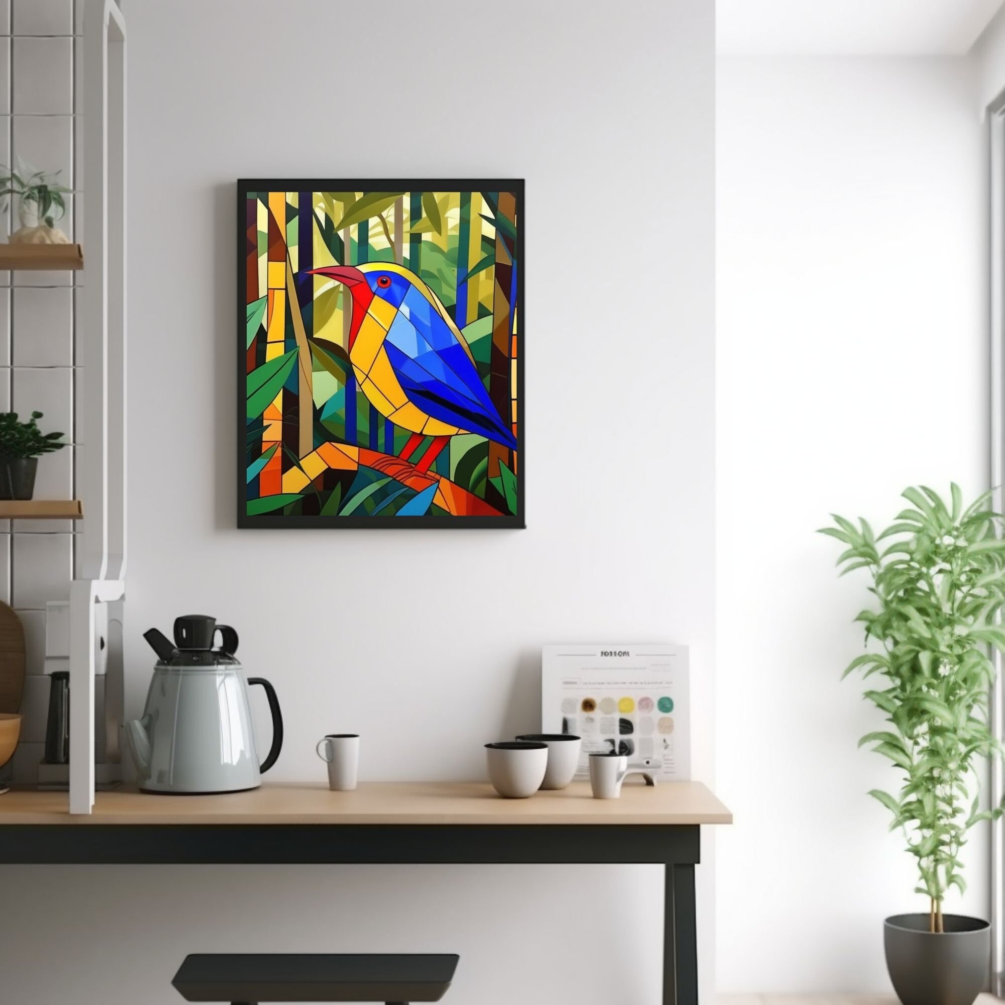 Bower Bird Painting Printable Wall Art Digital Prints Cubism Art Print ...