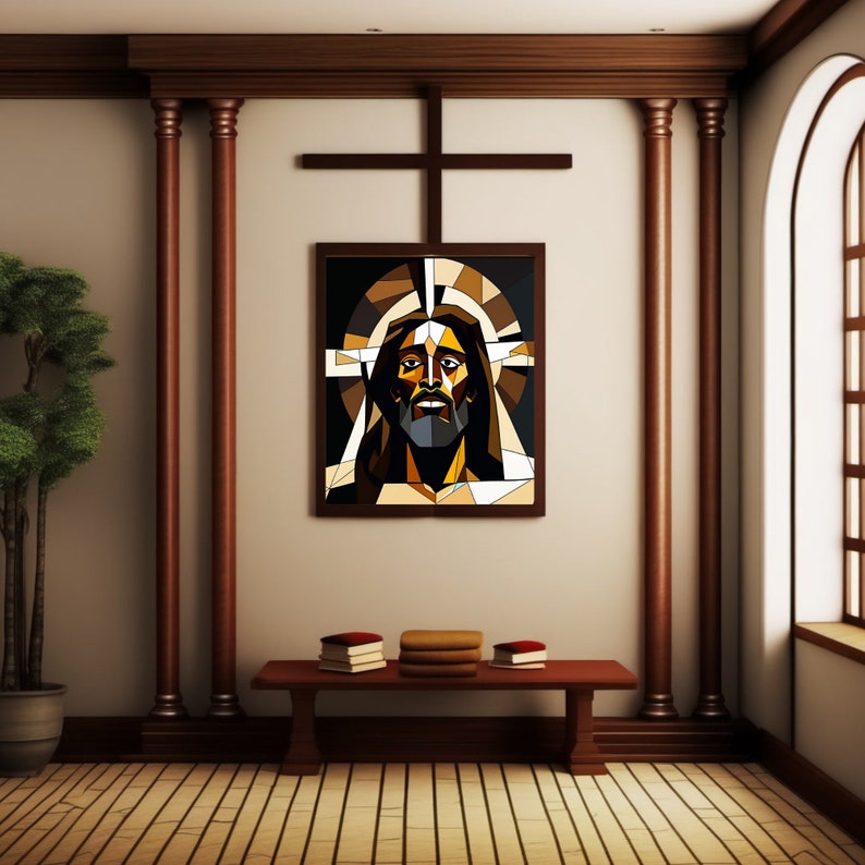 Black Jesus Wall Art, Religious Art, Oil Painting, Cubism Art ...