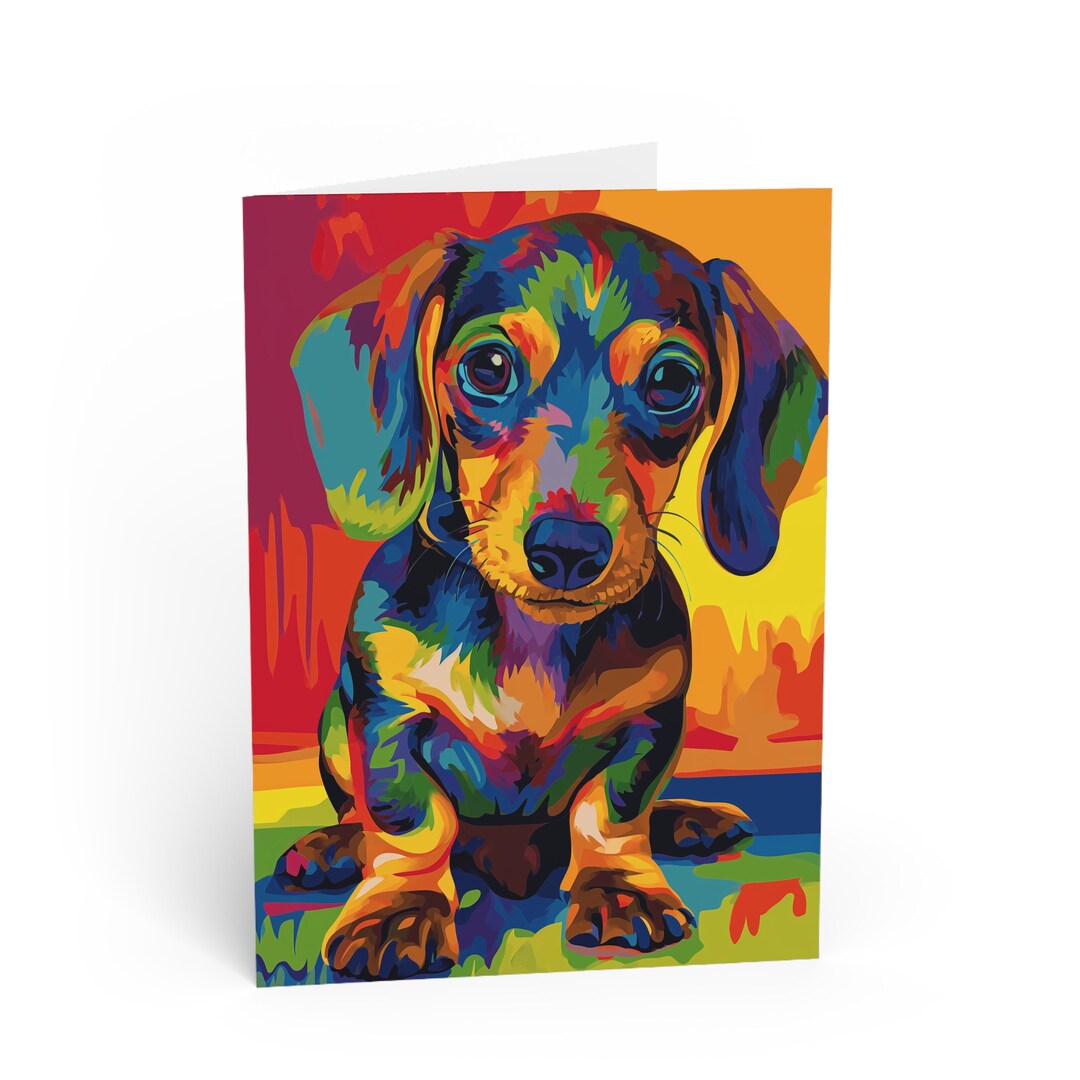 Pop Art Puppies Greetings Card, Dog, Puppy, Card, Art, Dachshund - Etsy