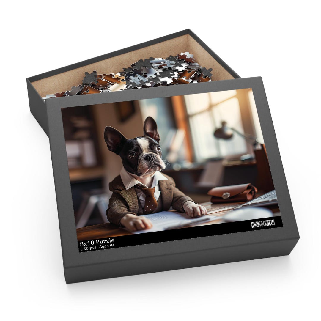 Office Puppy Paws and Puzzles - Boston Terrier - Office Dog Puzzle - Etsy