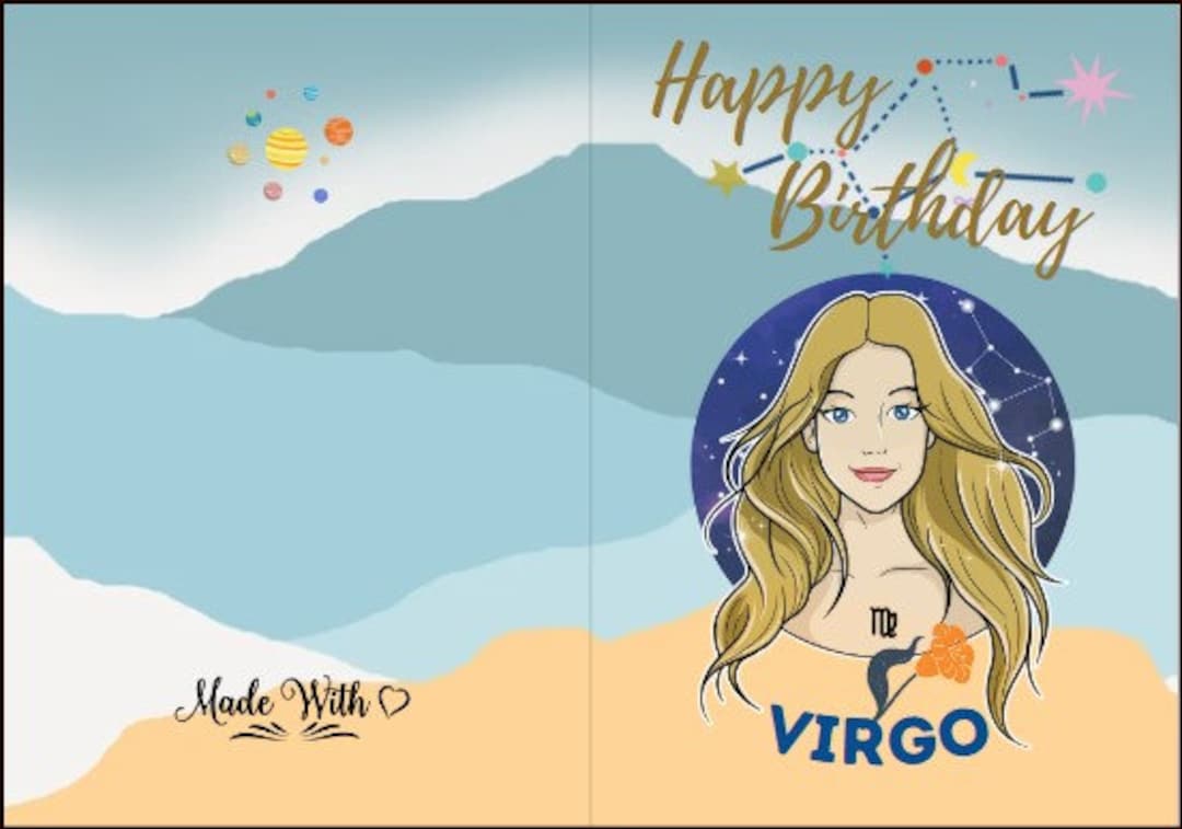 Virgo Birthday Card Zodiac Astrology Birthday Card - Etsy