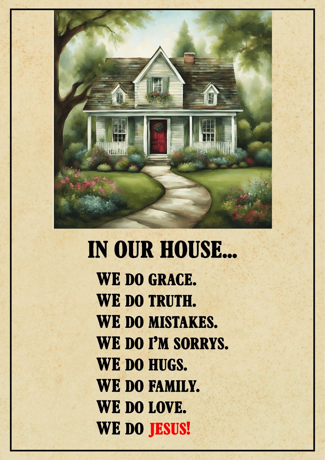 Faith-filled Family Rules Printable Wall Art, Christian Home Decor ...