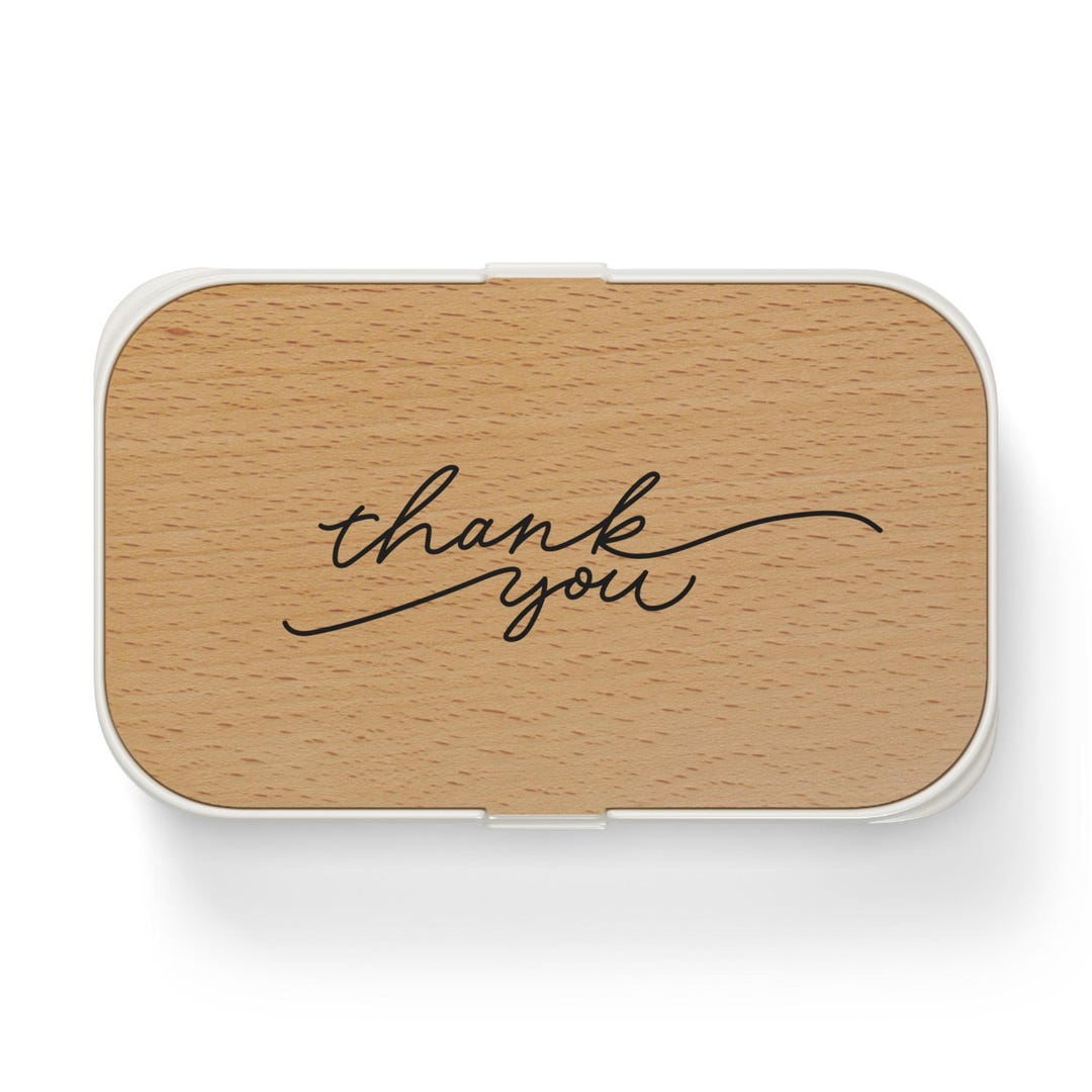 Rustic Bento Lunch Box With 'thank You' Design, Eco-friendly Meal Prep ...