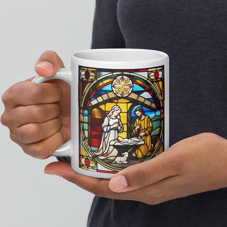 Nativity Scene of the Holy Family White Glossy Mug - Etsy