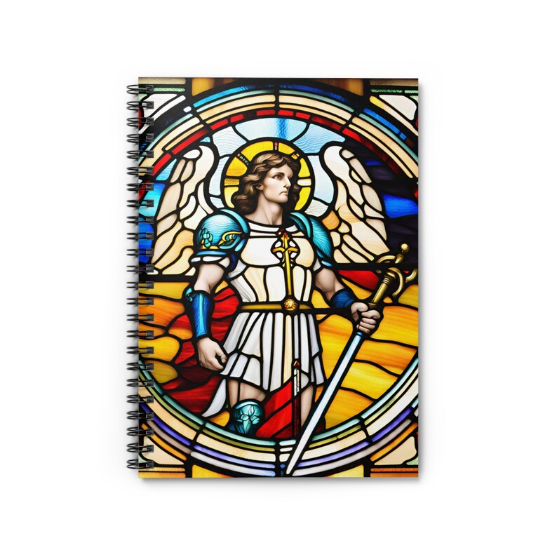 Saint Michael Archangel Stained Glass Spiral Notebook - Etsy