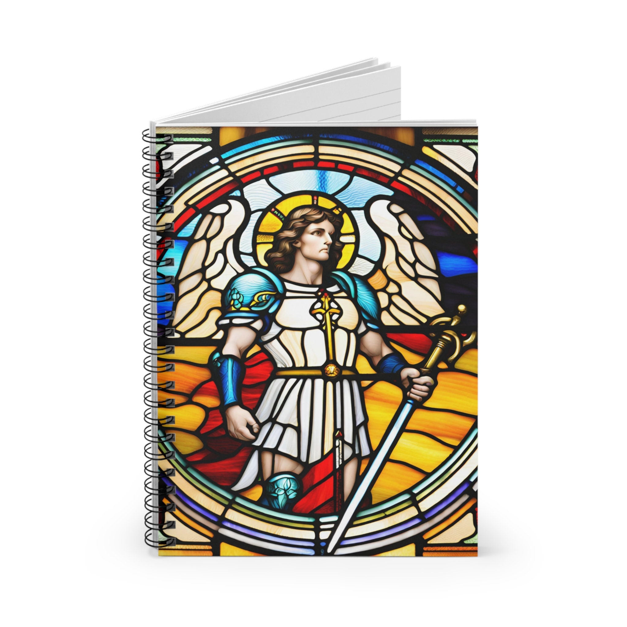 Saint Michael Archangel Stained Glass Spiral Notebook - Etsy