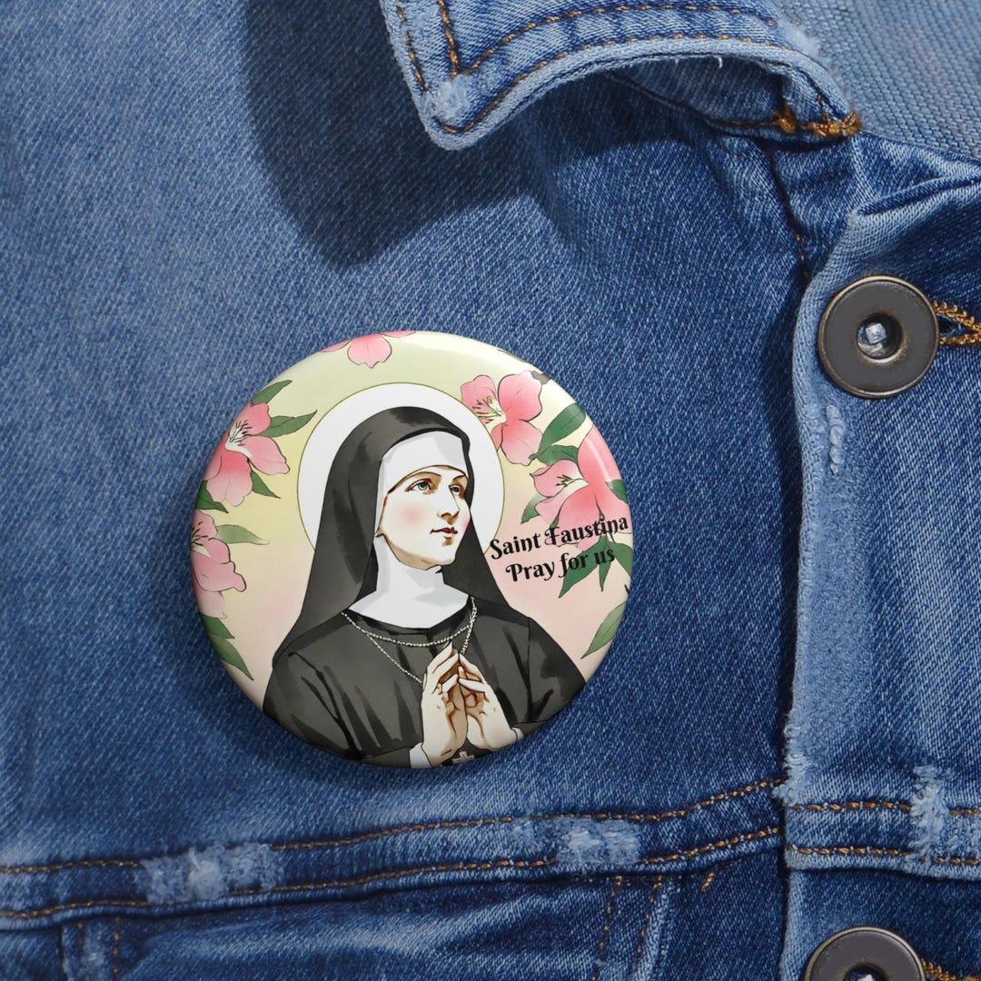 Saint Faustina Pin Buttons, Religious Buttons, Catholic Lapel Pins ...